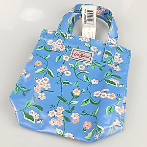 Cath Kidston S Bookbag Oilcloth Mini Open Top Handle Bag Small Size Water Resistant Lunch Bag Floral Pattern (Forget Me Not (Sky Blue))