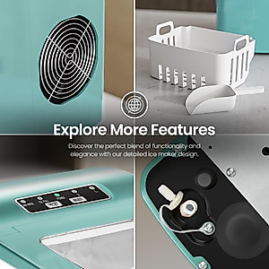 Crzoe Countertop Ice Maker, Small Ice Maker Machine One-Click Operation Ice Maker Countertop with Self-cleaning, 2 Sizes of Bullet Ice, 27Lbs/24H for Counter Top Ice Maker Home Office Bar Party(Green)