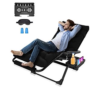 Suteck Oversized Zero Gravity Chair, XXL 33in Anti Gravity Lounge Chair w/Removable Cushion, Reclining Patio Chairs with Upgraded Lock, Pillow and Footrest, Folding Patio Recliner for Indoor Outdoor
