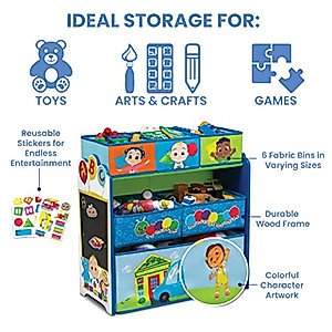 Delta Children Design & Store 6 Bin Toy Storage Organizer - Greenguard Gold Certified, CoComelon