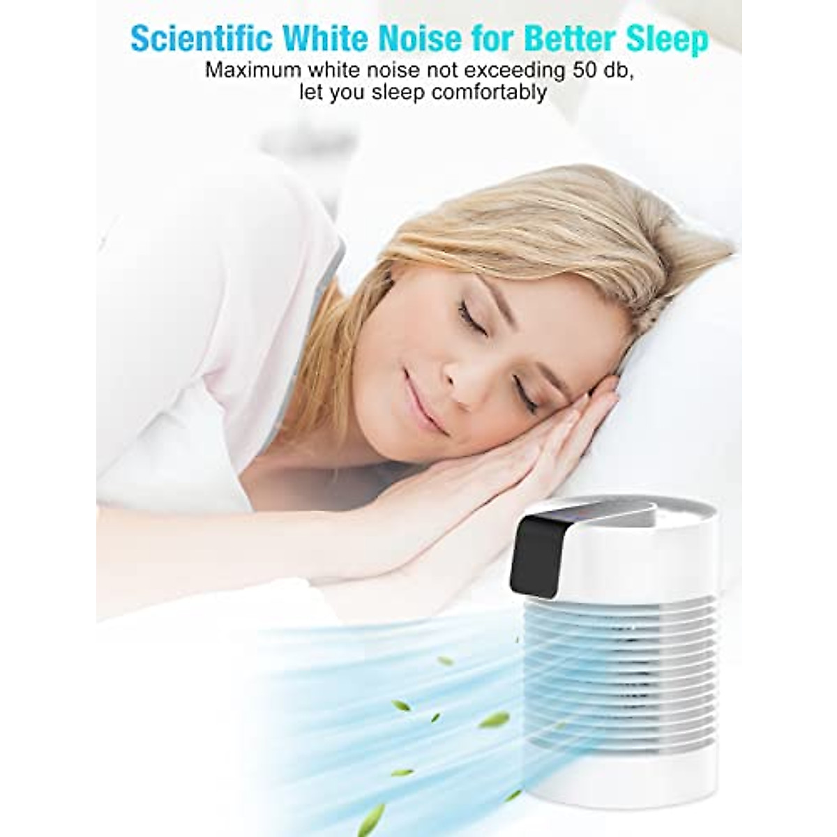 Portable Air Conditioners Fan, Portable AC 90°/360° Auto Oscillation with 3-Speed, 500ml Portable AC Air Conditioner Evaporative Air Cooler Quite Mini Personal Air Conditioner for Small Room Car