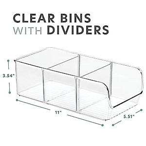 bHome - 2 Adjustable Snack Organizer Bins for Cabinet & Pantry Organization And Storage Plastic Storage Bins For Kitchen Organization - Clear Acrylic Divided Storage Containers with Removable Dividers