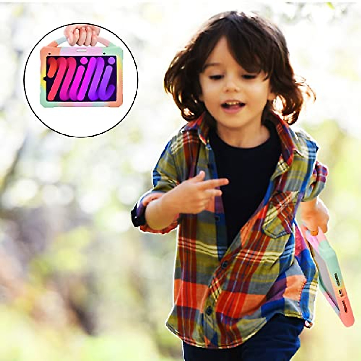 Adocham iPad Mini 6 Case for Kids Girls Boys 8.3 Inch 2021,Durable Shockproof Child Protective Cover iPad Mini 6th Generation Case with Handle Stand(Rainbow)