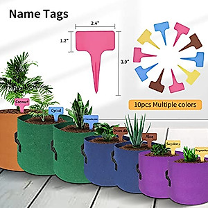 HAOWIN 7-Pack Colorful Plant Grow Bags, Thickest Fabric Pots 10 Gallon 7 Gallon 5 Gallon 3 Gallon Variety Size Pack, Plant Labels Included Potato Growing Bags