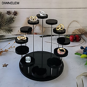 DIWNELEM Round Acrylic Jewelry Stand Acrylic Display Riser Stands Dessert Tower Display Tower for Watch,Jewelry,Rings,Earrings,Mini Figurines (Black,12Tier)