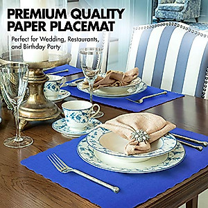 [1000 Pack] Disposable Paper Placemat - 14 x 10 Inch Plain Navy Blue Placemats with Decorative Wavy Scalloped Edge for Restaurant Catering Dining Table, Baby Kids Birthday Parties, and Valentines Day
