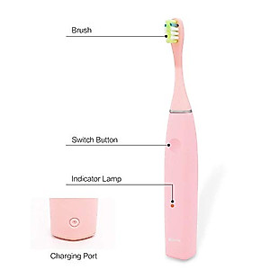 MICESHU Kids Electric Toothbrush, Soft Sonic Tooth Brush Powerful Cleaning with 3 Modes for Children Boys and Girls Age 3+, Waterproof for Shower (Pink)