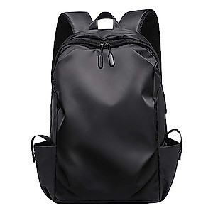 Ellymi Backpack Fashion New Pattern Simple Solid Color Large Capacity Practical Computer Bag Travel Leather (Black, One Size)