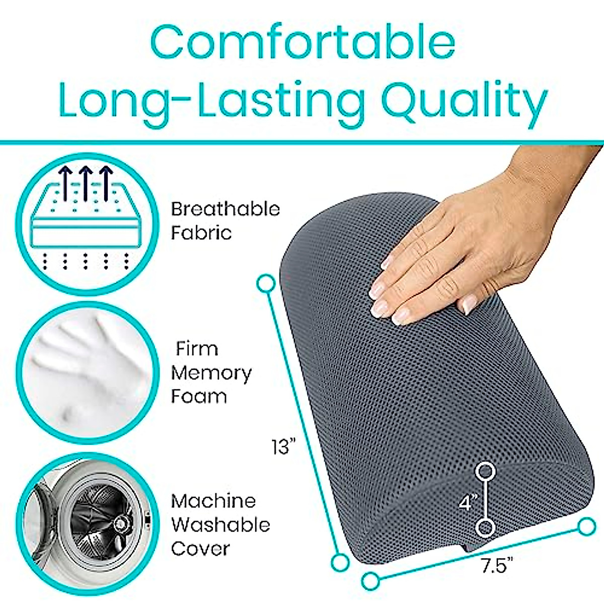 Vive Bolster Pillow for Legs & Back (Firm) - Memory Foam Support Pad for Side, Stomach Sleeper - Lumbar Half Roll for Knee, Leg, Lower Back, Spine Alignment - Ergonomic Sleeping Padding