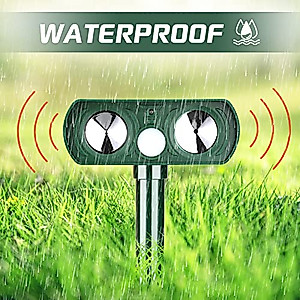 Lubatis 2 Pack Animal Repellent Outdoor Solar Animal Repeller Ultrasonic Pest Repeller Deterrent to Keep Rat, Squirrel, Deer, Raccoon, Skunk, Rabbit, Dog, Cat Away