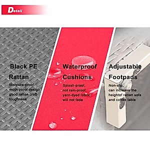 LAZYLAND 2PCs Outdoor PE Wicker Rattan Patio Sofas, with Fade-Resistant Washable Cushions and Pillows, Leisure Conversation kit (Red)