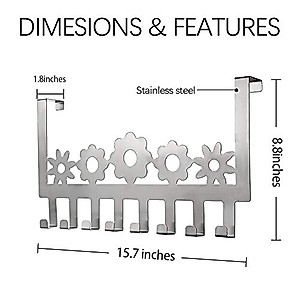 Sporgard Over The Door Hook Hanger, Heavy-Duty Organizer for Coat, Towel, Bag, Robe, Cap– Stainless Steel 8 Hooks Rack,Nice Gift for Christmas and New Year