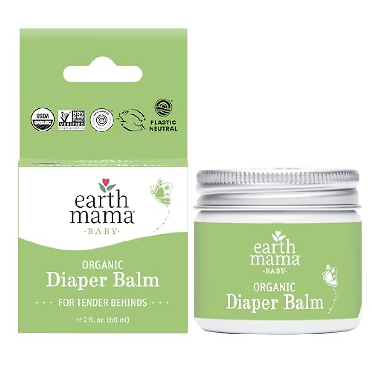 Earth Mama Organic Diaper Balm 2-Ounce | Diaper Cream for Baby | EWG Verified, Petroleum & Artificial Fragrance-Free with Calendula for Sensitive Skin