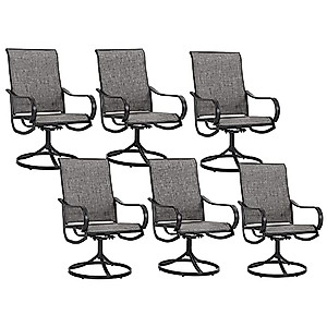Sophia & William Patio Chairs Outdoor Swivel Dining Chairs Textilene Outdoor Furniture Chairs 6 Pieces for Lawn Garden Backyard Weather Resistant-Black Frame