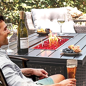 GRISUN 1/2 Inch Red Luster Fire Pit Glass, Round Glass Rocks for Natural or Propane Fireplace, Fire Pit Round Glass Safe for Outdoors and Indoors Firepit Glass, 10 Pounds Fire Glass Beads