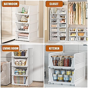 Neprock Stackable Plastic Storage Drawers for Closet Organizers and Storage,4 Pack Open Storage Bins Closet Shelf Clothes Organizer for Closet Wardrobe(4L)