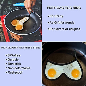 2 Pcs Funny Egg Ring for Frying Eggs, Stainless Steel Non-Stick Egg Fryer Mold Cooker Circles for Cooking, Egg Poacher Kitchen Gadgets, Egg Shaper Pancake Mold, Naughty Gag Gifts Adult Men Women