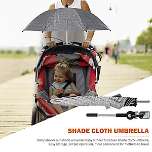 TOYANDONA Stroller Sun Cover Umbrella Clip On Sun Shade Blackout Blind UV Rain Protection Umbrella for Strollers Bicycle Baby Carriage Cart Grey