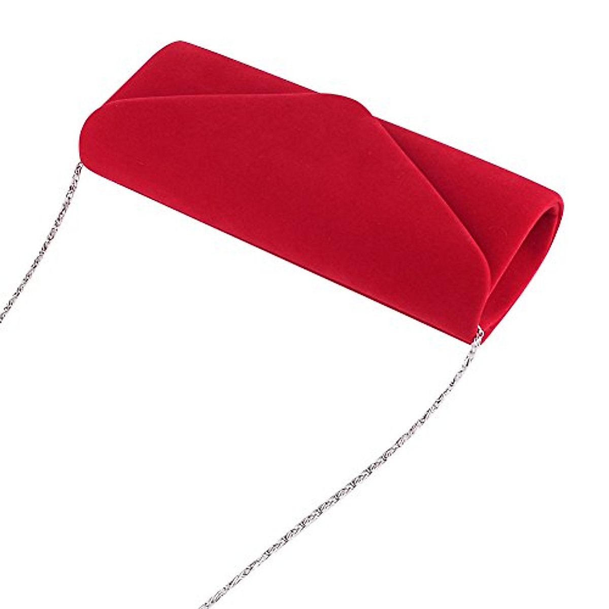 Yuanlar Vintage Evening Clutches Velvet Envelope Bridal Party Shoulder Chain Handbag Purse (Red)