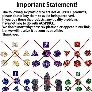 AUSPDICE DND Dice Set Handmade 7Pcs Sharp Edge Dice for Dungeons and Dragons TTRPG Games(Mix Blue&Brown Color)