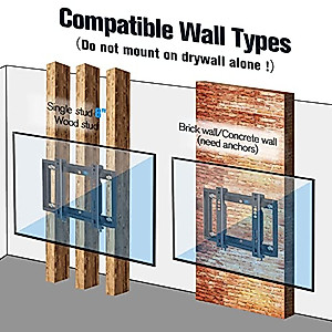 Mounting Dream Ultra Slim TV Wall Mount TV Bracket for Most 17-42 Inch Flat Screen LED, LCD TV, Fixed TV Mount for VESA 50X50 to 200x200mm, 66 lbs, 8”/Single Stud, Flush Low Profile Wall Mount MD2351