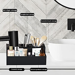 HigoYXP Hair Tool Organizer, 100% Metal Hot Tools Organizer, Heat-Resistant Hair Tool Holder-Styling Tools Organizer for Cosmetic, Skincare, Toiletries, Bathroom Counter, Vanity(1.6kg, Black)