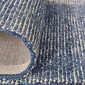 Nourison Weston Solid Aegean Blue 2'3" x 7'6" Area Rug, Easy-Cleaning, Non Shedding, Bed Room, Living Room, Dining Room, Kitchen (2x8)