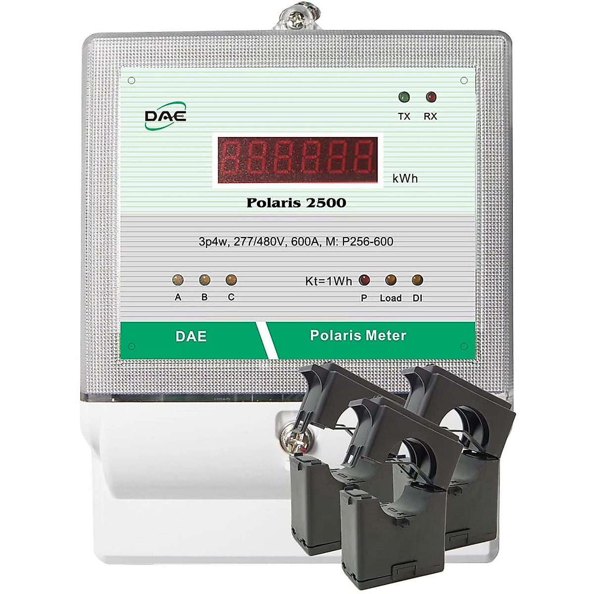 DAE P256-600 KIT, 600A, RS485, 277/480v, UL kWh Smart Submeter 3 Phase, 3 Split CTs (Inner Dia. 1.38 in)