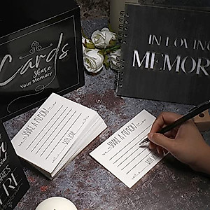 66 Pcs Funeral Guest Book Set Including Funeral Memorial Card Box Share a Memory Card Guest Book Pen Wooden Pen Holder Memory Table Signs Funeral Decorations Memory Signs for Funerals Farewell Party