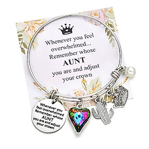 Aunt Gifts from Niece And Nephew Aunt Bracelet Aunt Christmas Gifts Best Aunt Ever Gifts Auntie Charm Bracelets Gifts for Women Gift for Aunt Meaningful Auntie Bangle Jewelry Presents for Aunty