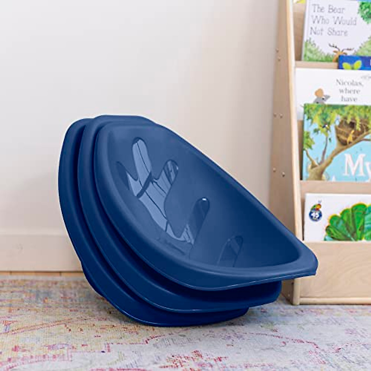 ECR4Kids Leaf Floor Seat, Rocker Chair, Navy, 6-Piece