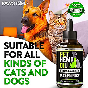 (2 Pack) Hemp Oil for Dogs and Cats - Helps Pets with Anxiety, Pain, Stress, Sleep, Arthritis, Seizures Relief - Cat Anxiety Relief - Omega 3-6-9 - Pet Hemp Oil Drops Treats - Hip and Joint Support