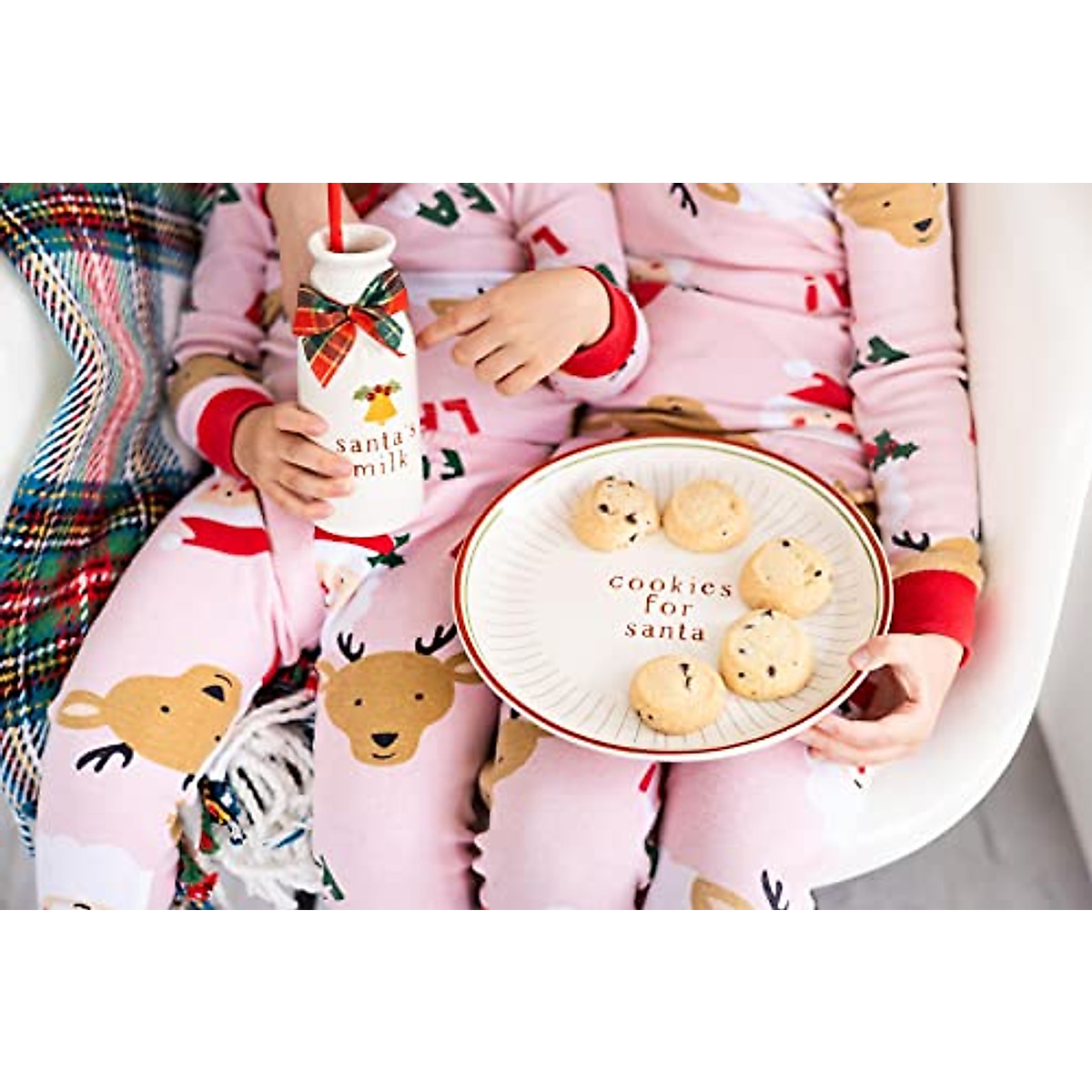 Pearhead Santa Cookie Set, Cookies and Milk Christmas Décor, Cookie Plate Set for Santa, Night Before Christmas Holiday Plate Set, Christmas Decorations