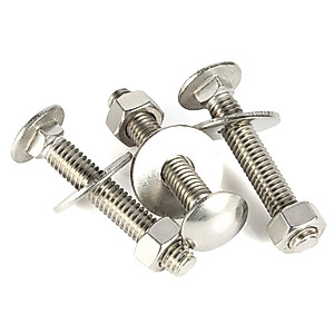 3/8-16 x 1-1/2" Carriage Bolts and Nuts Kit, Round Head Square Neck Screws, Stainless Steel 18-8 (304), 10 Sets