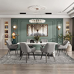 YEEFY Modern Dining Chairs Set of 2 & 4 & 6, Upholstered Waterproof PU Leather Kitchen & Dining Room Chairs with Arms Accent Chairs Arm Chairs for Office Living Waiting Room (Ashen, 2)