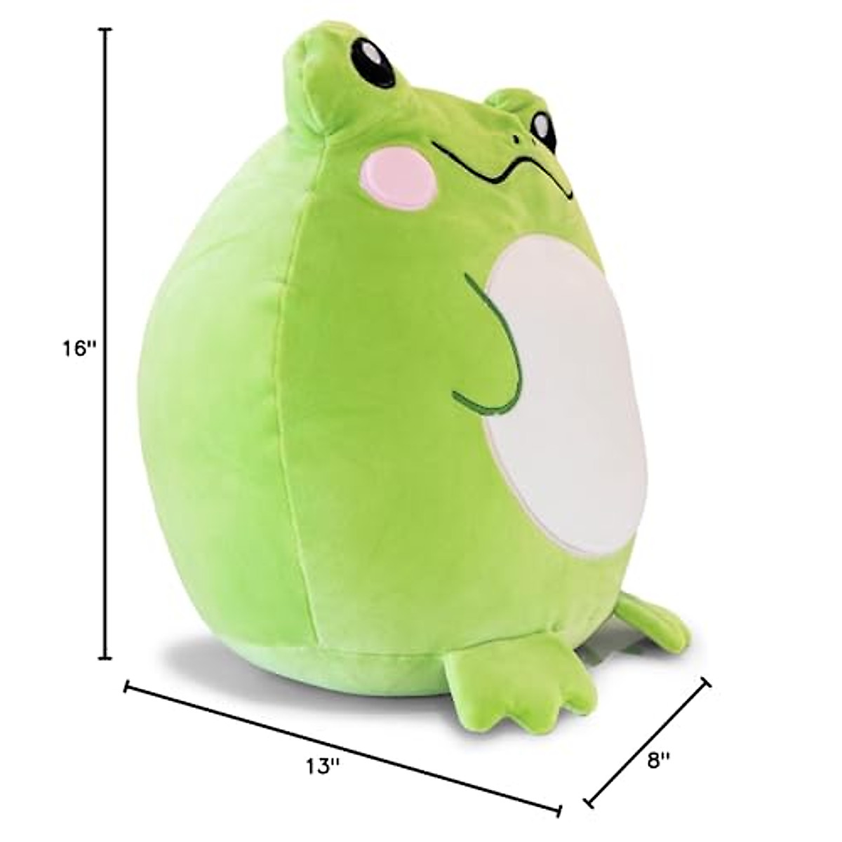 Snuggaboos Adorable Large 15 Inch Zoe The Frog Squish Plush Pillow - Super Soft Original Cute Plushie Toy: Smiling Stuffed Animal Gift for Kids and Adults