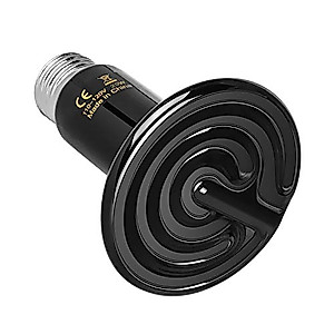 Simple Deluxe 25W 1-Pack Ceramic Heat Emitter Reptile Heat Lamp Bulb No Light Emitting Brooder Coop Heater for Amphibian Pet & Incubating Chicken, Black