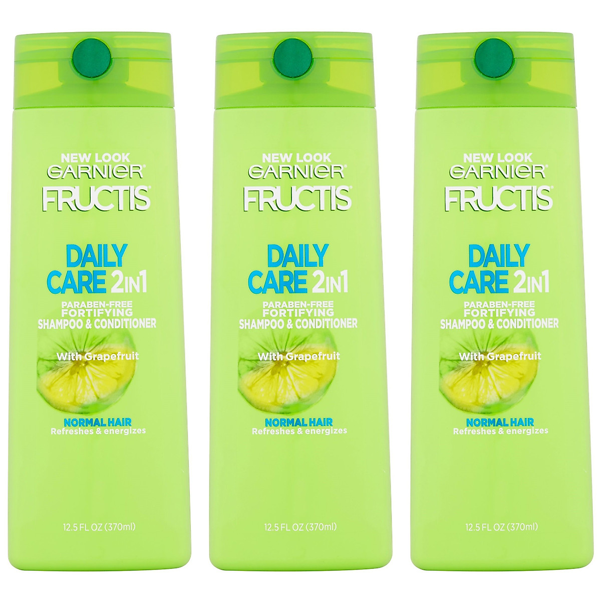 Garnier Fructis Haircare - Daily Care - 2 in 1 Shampoo & Conditioner - With Grapefruit - Net Wt. 12.5 FL OZ (370 mL) Per Bottle - Pack of 3 Bottles