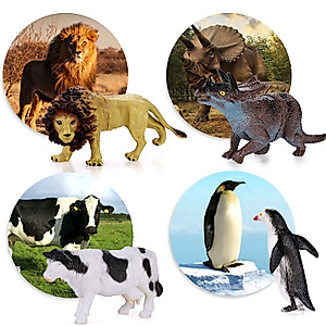 40PCS Large Animals Figures Toys Realistic Farm Animals Wild Zoo Animals Dinosaur Insect Sea Animals Figures Preschool Learning Playset for Toddlers Kids