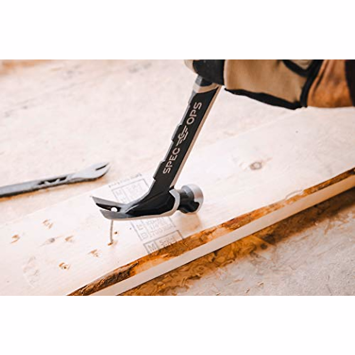 Spec Ops - SPEC-M22CF Tools Framing Hammer, 22 oz, Rip Claw, Milled Face, Shock-Absorbing Grip, 3% Donated to Veterans Black/Tan