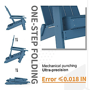 MXIMU Adirondack Chair: Folding Adirondack Chairs Fire Pit Chairs Plastic Outdoor Chairs for Lawn Backyard Deck Garden Camping - Navy