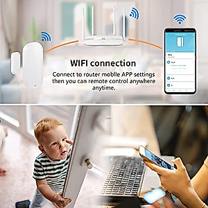 HEIMAN WiFi Door Sensor, Smart Window Door Sensor Alarm, Contact Sensor for Home Security, Wireless Magnetic Door Open Detector and APP Remote Notification (1 Pack+)