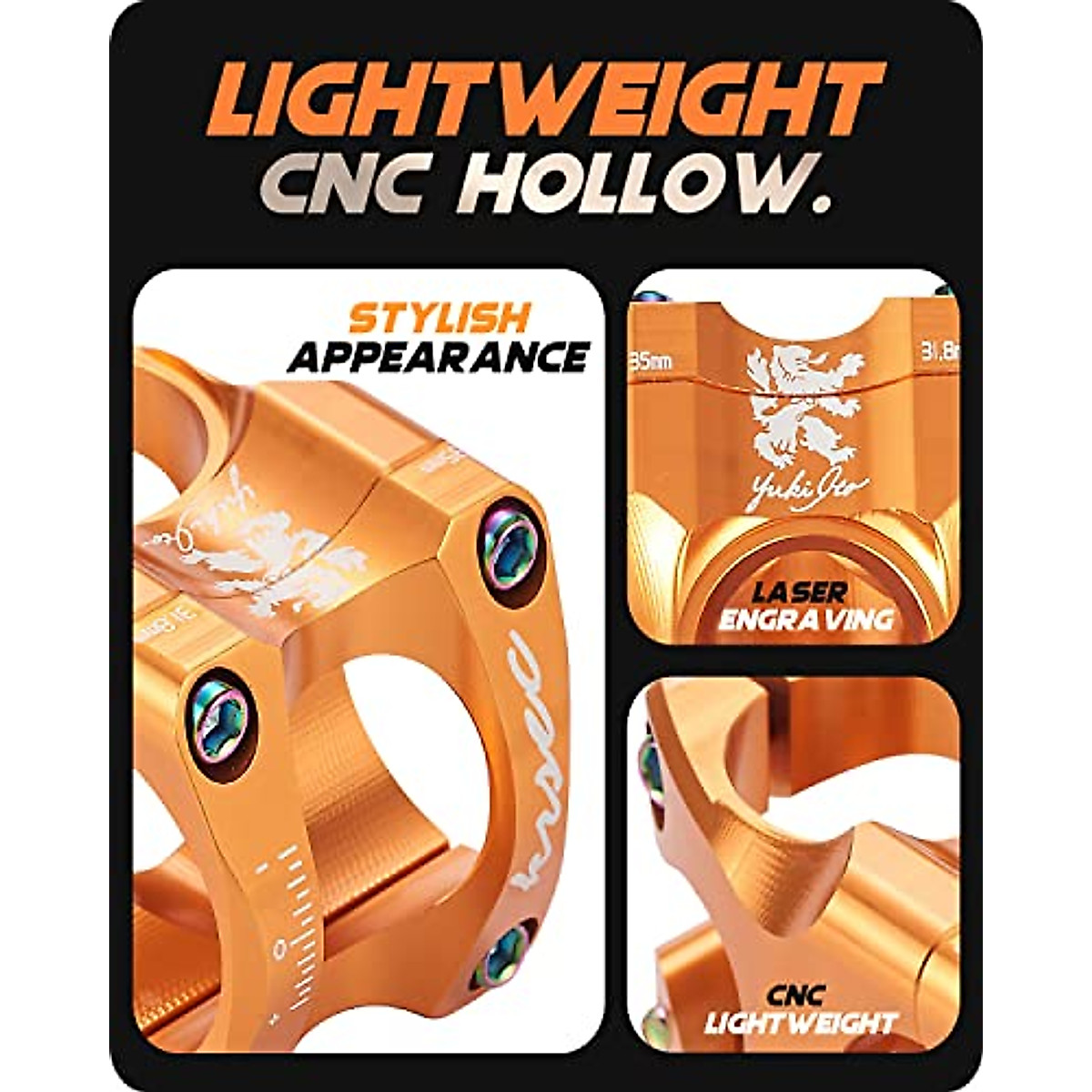 Bike Stem 35mm Short MTB Handlebars Riser Ultra-Light CNC Aluminum Alloy 31.8*28.6mm For Mountain bike Enduro Trail AM XC FR DH Bicycle Parts (Black)