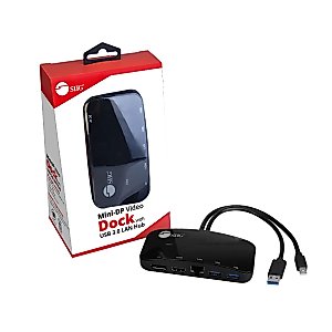 SIIG Mini DisplayPort Thunderbolt 2 1080p Video Dock/Docking Station - 1080p HDMI or DisplayPort (DP) - USB 3.0 and Gb Ethernet Adapter Hub for MacBook, Surface Pro 2/3/4/5 and Laptop(JU-H30412-S1),Black