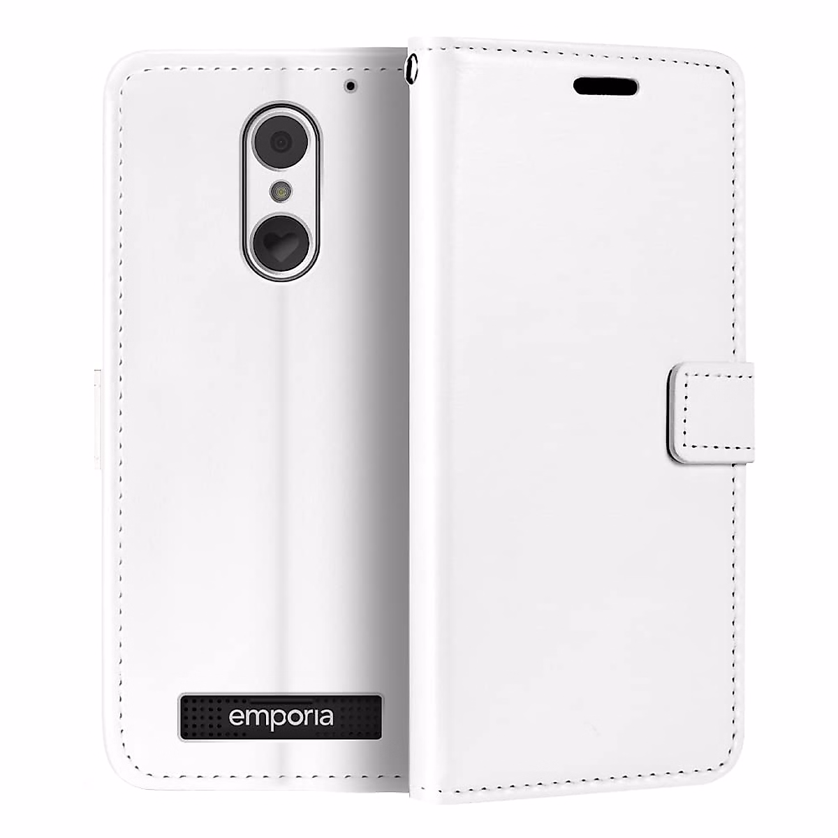 for Emporia Smart 4 Case, Premium PU Leather Magnetic Flip Case Cover with Card Holder and Kickstand for Emporia Smart 4 (4.95”) White