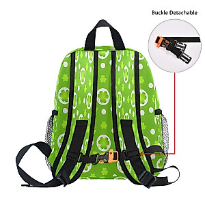 Lucky Clover St Patrick's Day Kids Backpack Boys Girls Toddler Bookbag for Elementary School Kindergarten Preschool Children Travel With Chest Strap
