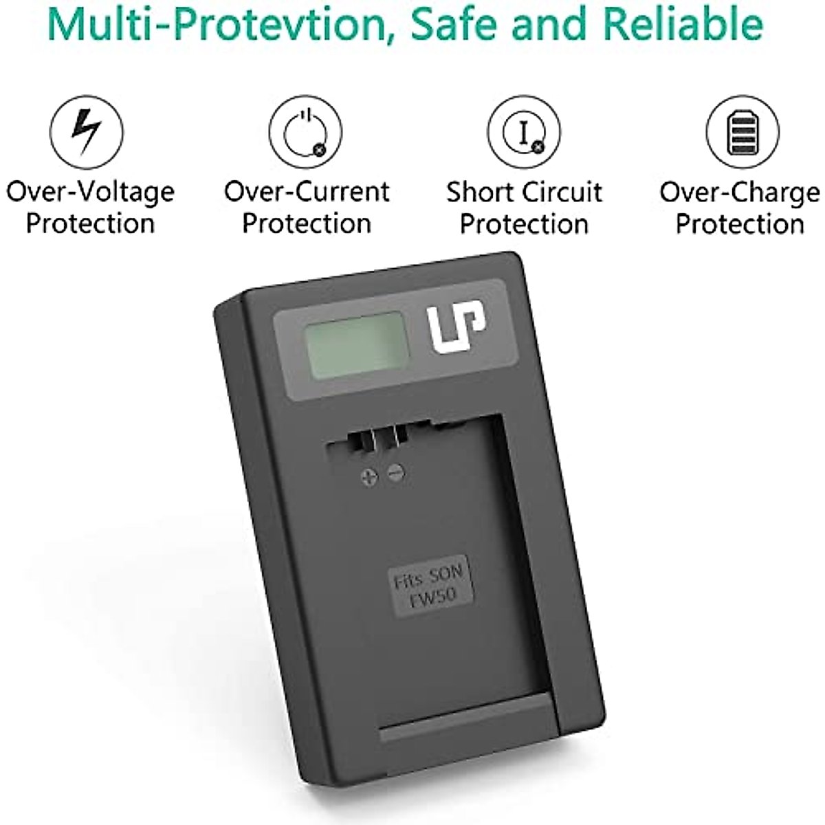 NP-FW50 Battery Charger, LCD Dual Charger Compatible with Sony Alpha A6000, A6400, A6100, A6300, A6500, A5100, A7, A7 II, A7R, A7R II, A7R2, A7S, A7S II, A7S2, A5000, A3000, RX10, NEX-3/5/7 Series