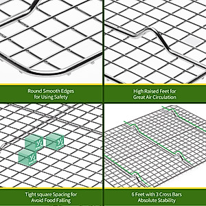 Baking Sheet with Wire Rack Set (2 Baking Pans + 2 Cooling Racks), CEKEE Stainless Steel Cookie Sheets for Baking Sheet Pan Tray, Jelly Roll Pan, Warp Resistant & Heavy Duty, Size 16 x 12 x 1 Inches