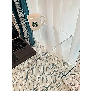 GETCK Acrylic Coffee Table. Modern Clear Side Table Bedroom Or Living Room Furniture, Waterfall Coffee Table, Fashion Sofa Table with Round Edges,24'' L x 14'' W x 12'' H