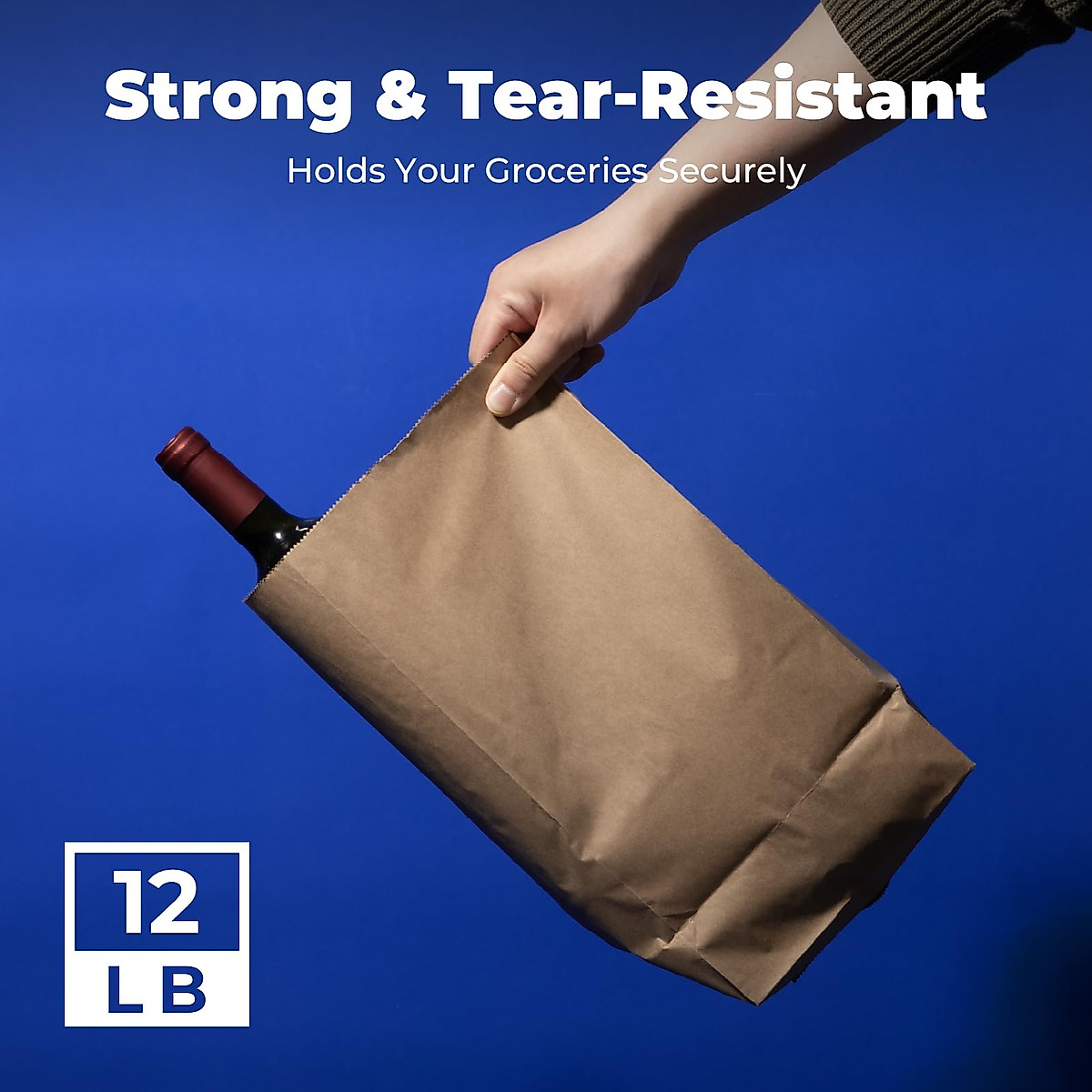 Fit Meal Prep 150 Pack 12 lb Brown Paper Lunch Bags, 13 x 7 x 4.5" Durable Paper Bags Bulk for Packing, Delivery, Take Out, Grocery, Retail Shopping, Premium Kraft Paper Sack for Snacks, Bakery